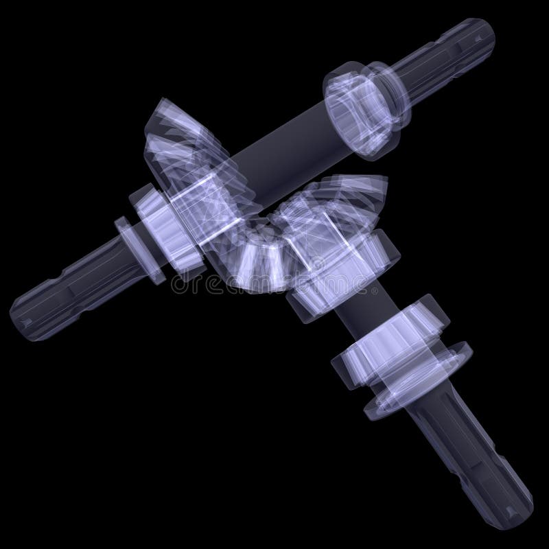 Hypoid gear. X-ray render stock illustration. Illustration of black ...
