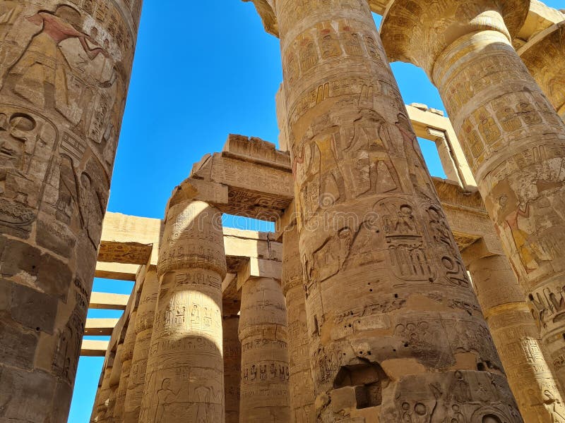 Hypostyle Hall with Huge Columns in Karnak Temple in Luxor, Egypt ...