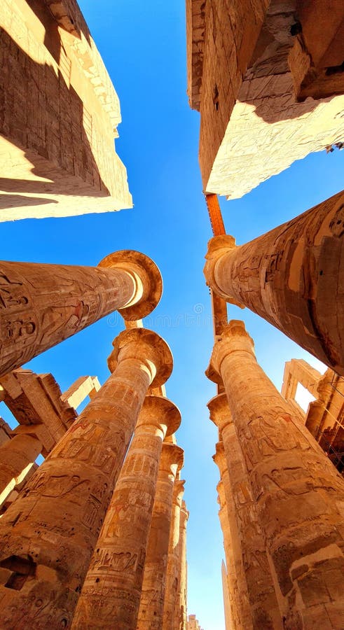 Hypostyle Hall with Huge Columns in Karnak Temple in Luxor, Egypt ...