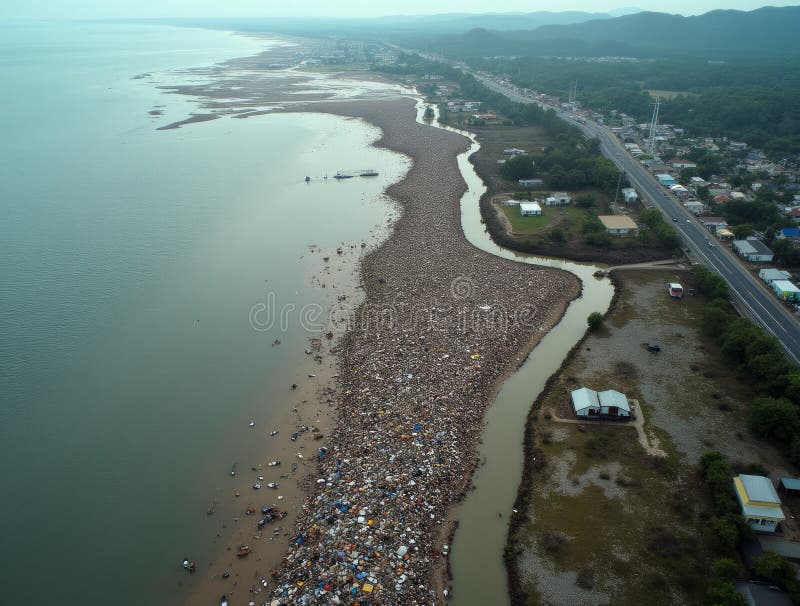 Hypothetic Conceptual: Tsunami Devastation in Coastal Area Stock Image ...