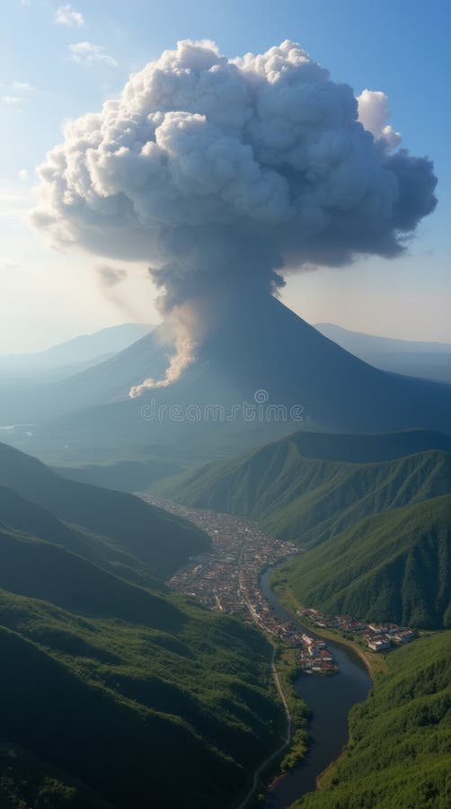 Hypothetic Conceptual: Volcanic Ash Cloud Over Volcanic Highlands Stock ...