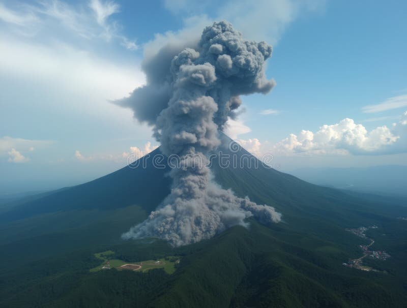 Hypothetic Conceptual: Volcanic Ash Cloud Over Volcanic Highlands Stock ...