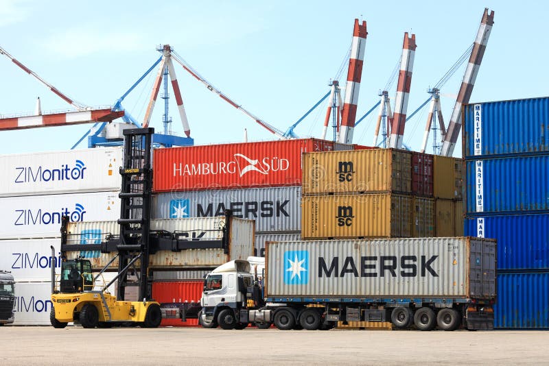Hyster Container Handler Lifting a Shipping Container. Editorial Image ...
