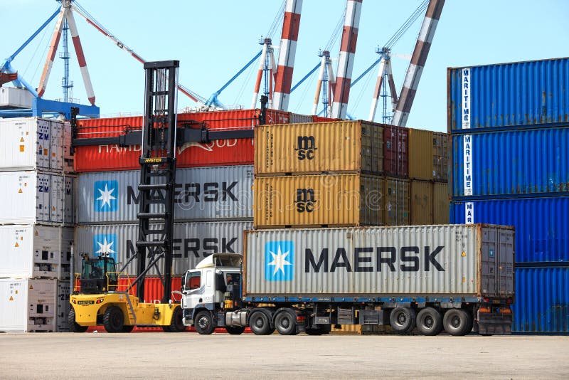 Hyster Container Handler Lifting a Shipping Container. Editorial Photo ...