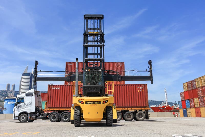 Hyster Container Handler Lifting a Shipping Container. Editorial Image ...
