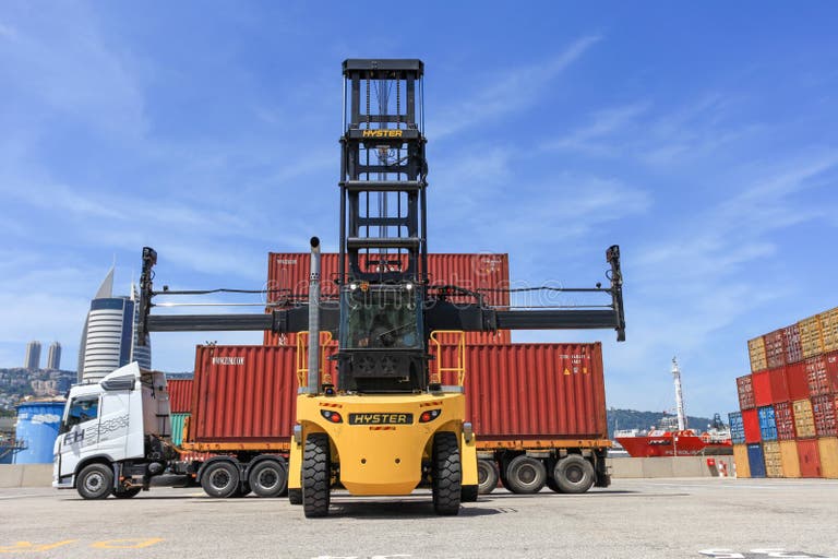 Hyster Container Handler Lifting a Shipping Container. Editorial Image ...