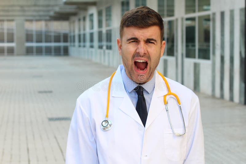Hysterical Doctor Screaming Out Loud Stock Image - Image of crazy ...
