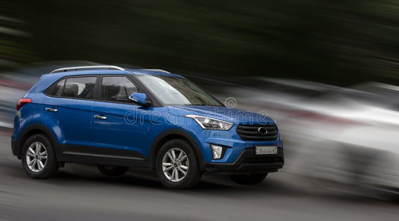 Hyundai blue car. stock image. Image of white, hyundai - 252674715