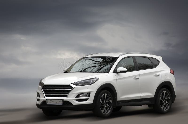 Hyundai white car. stock image. Image of bumper, background - 275106971