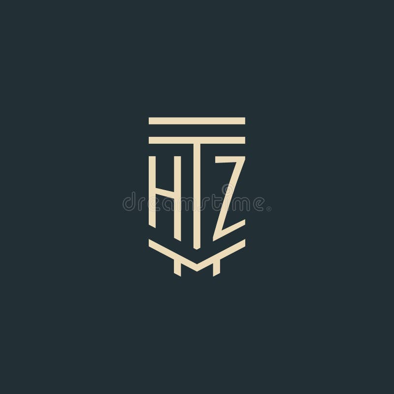 HZ Initial Monogram with Simple Line Art Pillar Logo Designs Stock ...