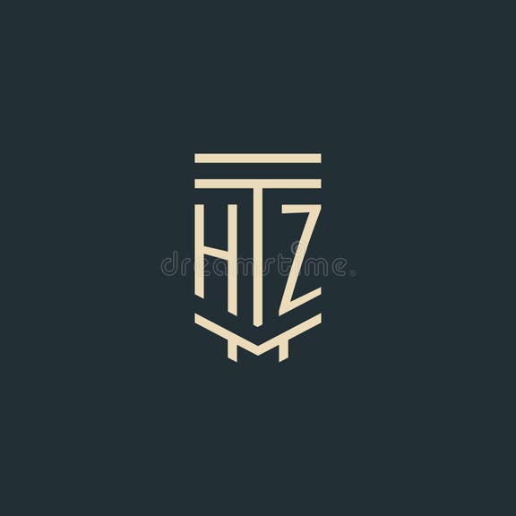 HZ Initial Monogram with Simple Line Art Pillar Logo Designs Stock ...