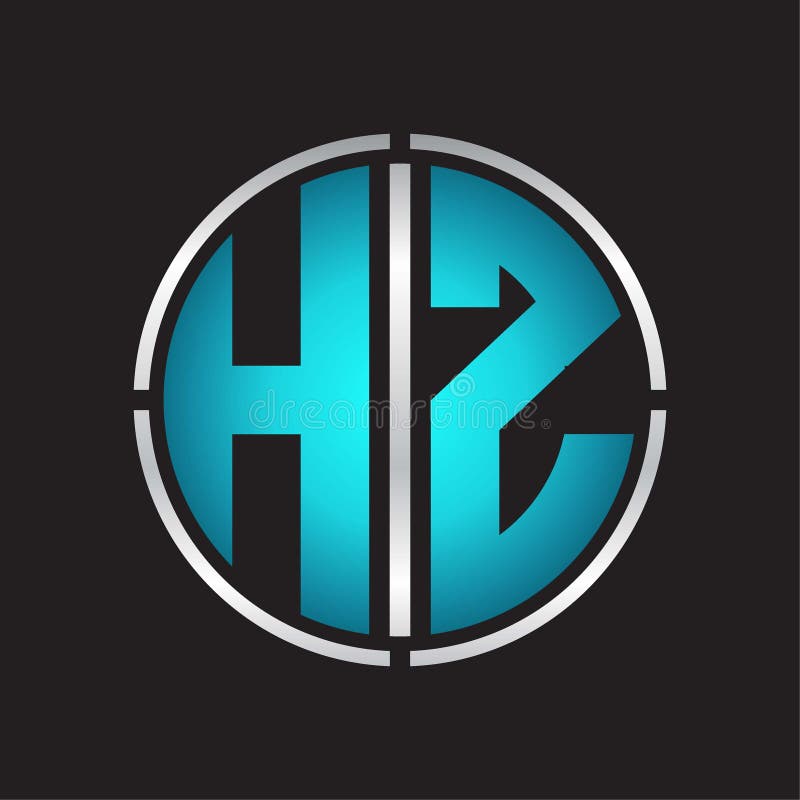 HZ Logo Initial with Circle Line Cut Design Template on Blue Colors ...