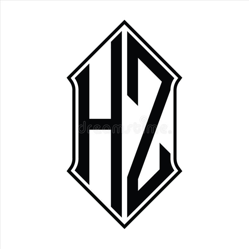 HZ Logo Monogram with Shieldshape and Outline Design Template Vector ...