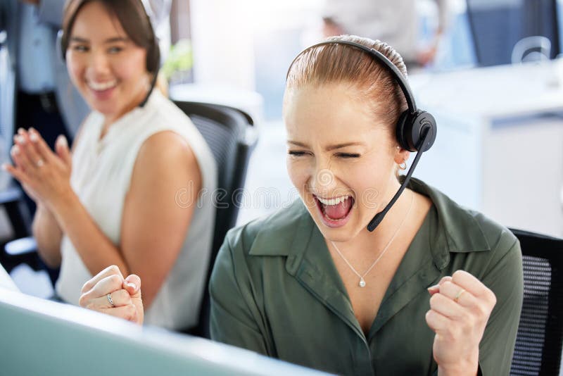 I Actually Did it. an Attractive Young Call Centre Agent Sitting in the ...