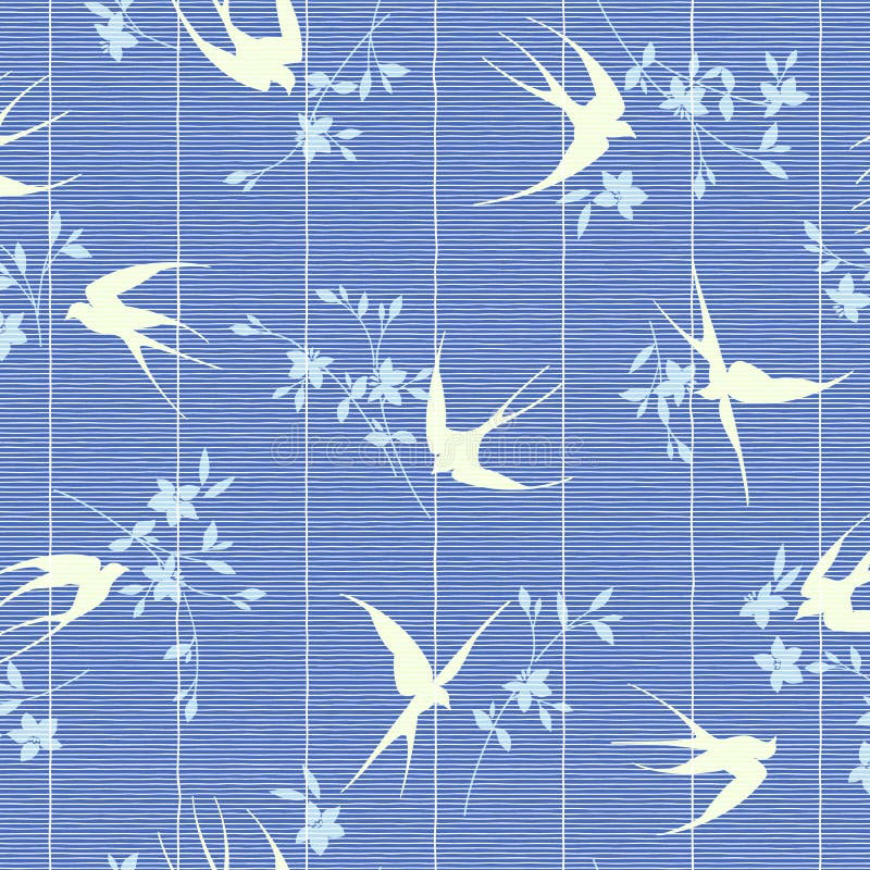 Japanese Style Swallow Seamless Pattern, Stock Vector - Illustration of ...