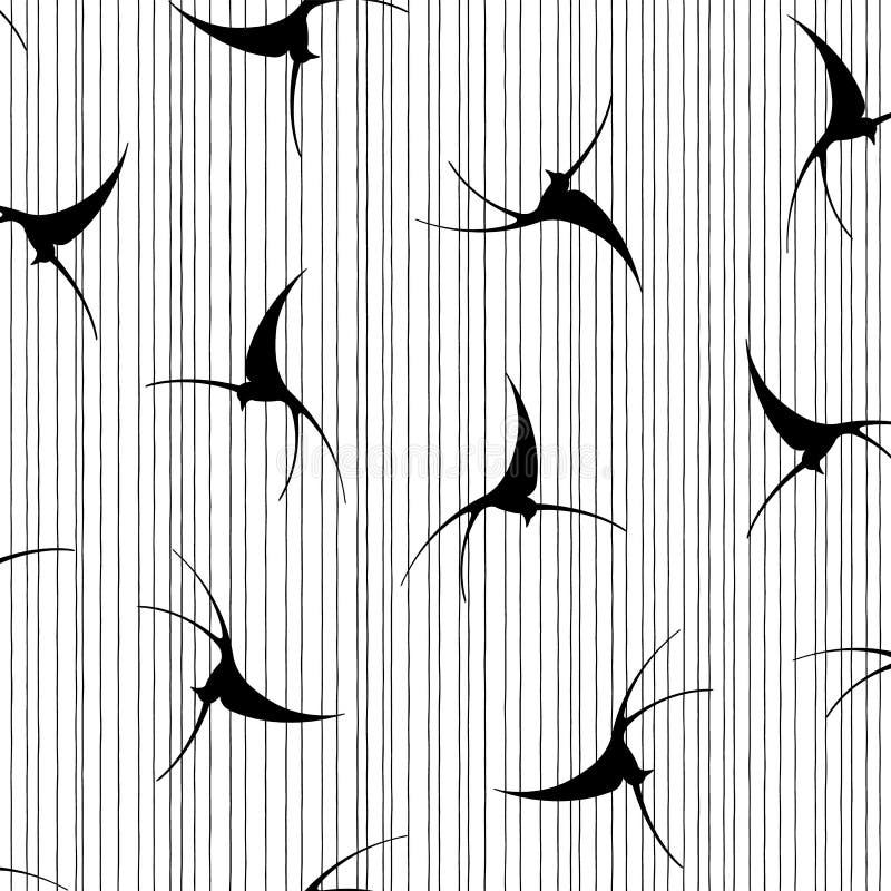 Japanese Style Swallow Seamless Pattern, Stock Vector - Illustration of ...