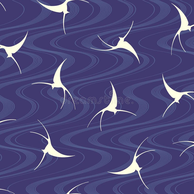 Japanese Style Swallow Seamless Pattern, Stock Vector - Illustration of ...