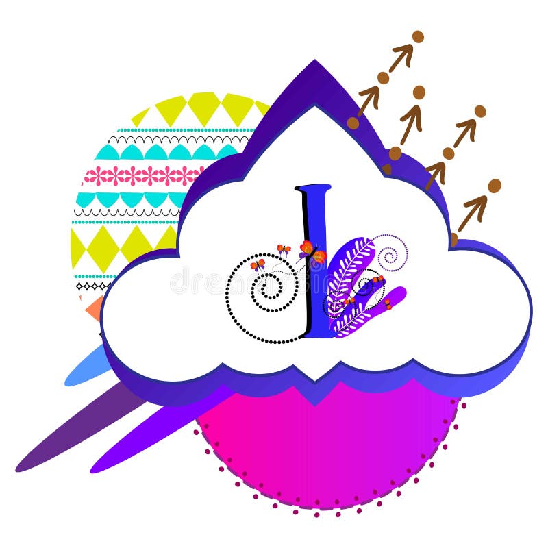 I Alphabet. Letter I Gradient Label. Vector Sticker Frame Using Shapes ...