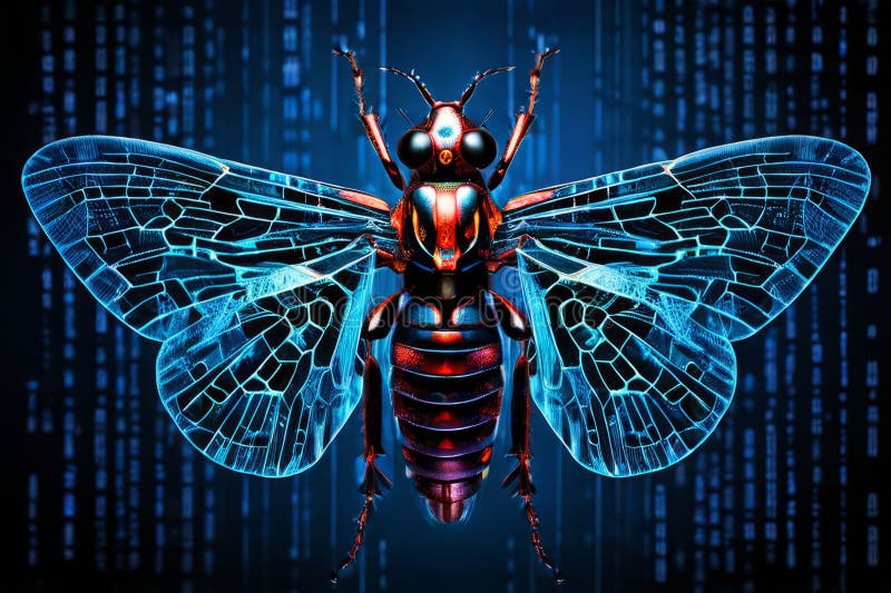 Insects Body in Binary Code Matrix Code Stock Illustration ...