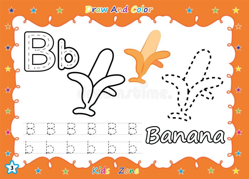 Alphabet a-z Exercise with Cartoon Coloring Book Kids. Stock ...
