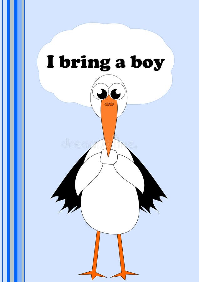 Stork to bring newborn stock illustration. Illustration of beak - 1172776