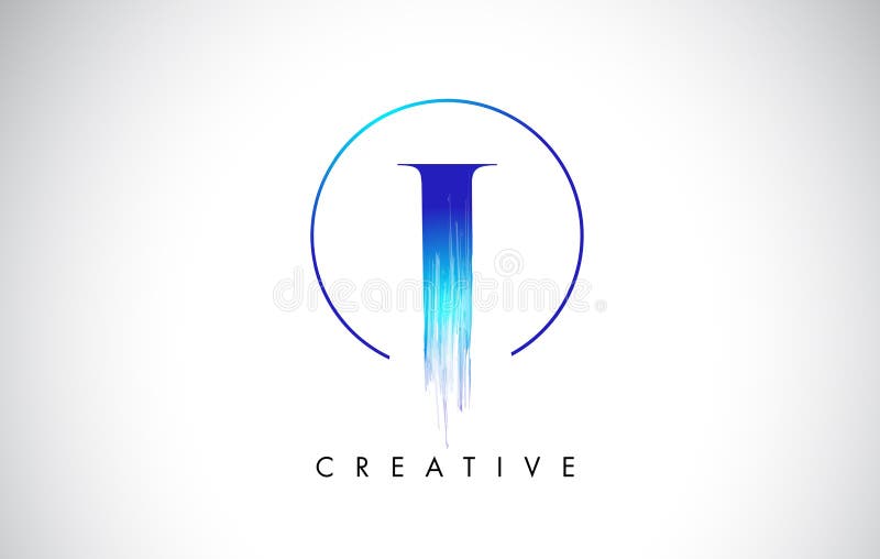 I Brush Stroke Letter Logo Design. Blue Paint Logo Leters Icon Stock ...