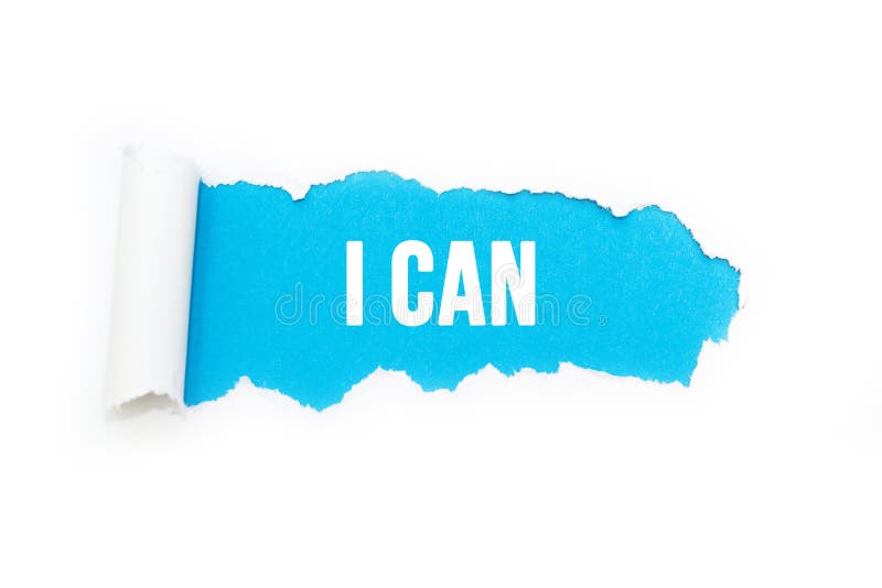 `I Can` on a Blue Background, Isolated on White. Stock Illustration ...
