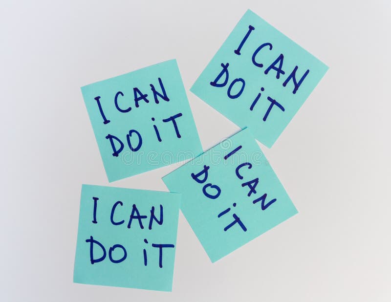 I Can Do it Quote, Phrase Written on a Sticky Notes Over White Board ...