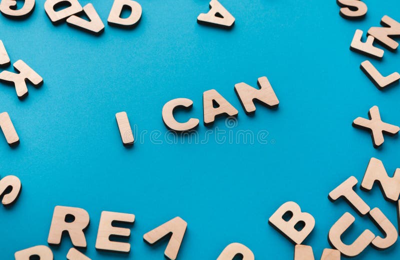 I Can Phrase on Blue Background Stock Image - Image of inspiration ...