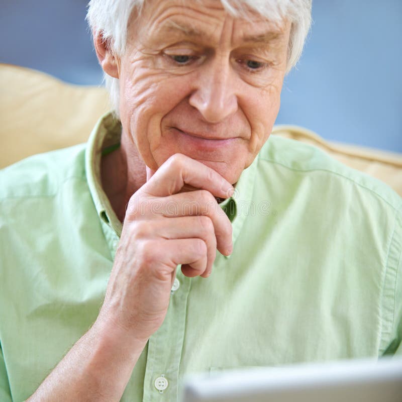 I Could Get Used To this Technology Thing. an Elderly Man Deep Looking ...