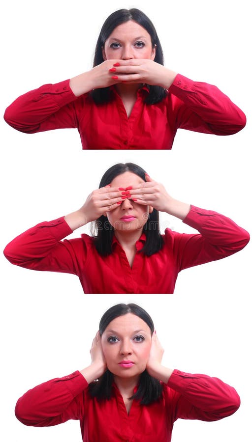 I Do Not See, Can Not Hear Silent Stock Image - Image of pretty, sign ...