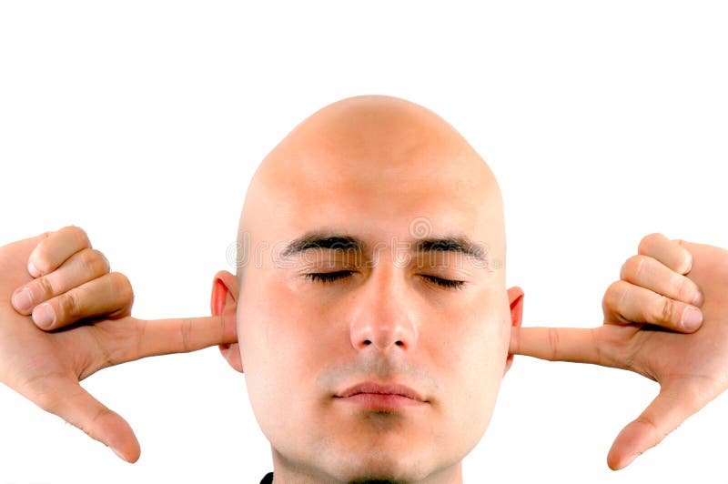 I dont hear stock photo. Image of deaf, baldness, displeased - 24896648