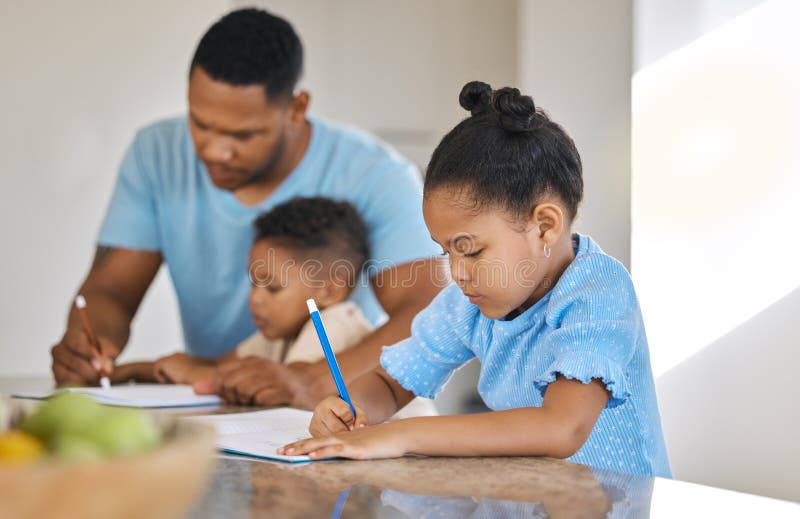 I Dont Need Any Help. a Little Girl Doing Homework at Home. Stock Image ...