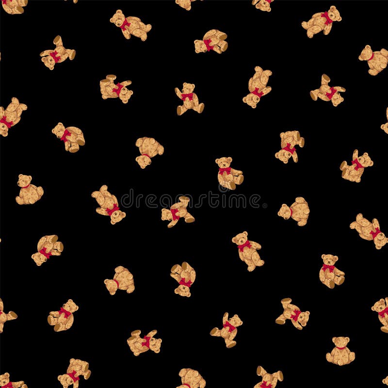 Seamless Pattern of Bear Illustration with Cute Ribbon,, Stock Vector ...