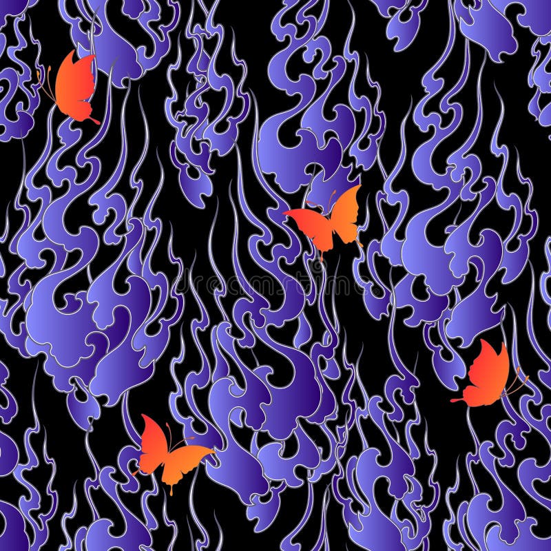 Japanese Style Flame Pattern Illustration, Stock Vector - Illustration ...