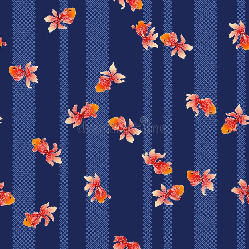 Japanese Style Small Fish Pattern, Stock Vector - Illustration of ...
