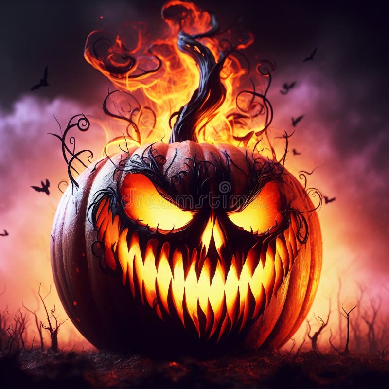 A.I. Evil Jack o lantern stock illustration. Illustration of orange ...