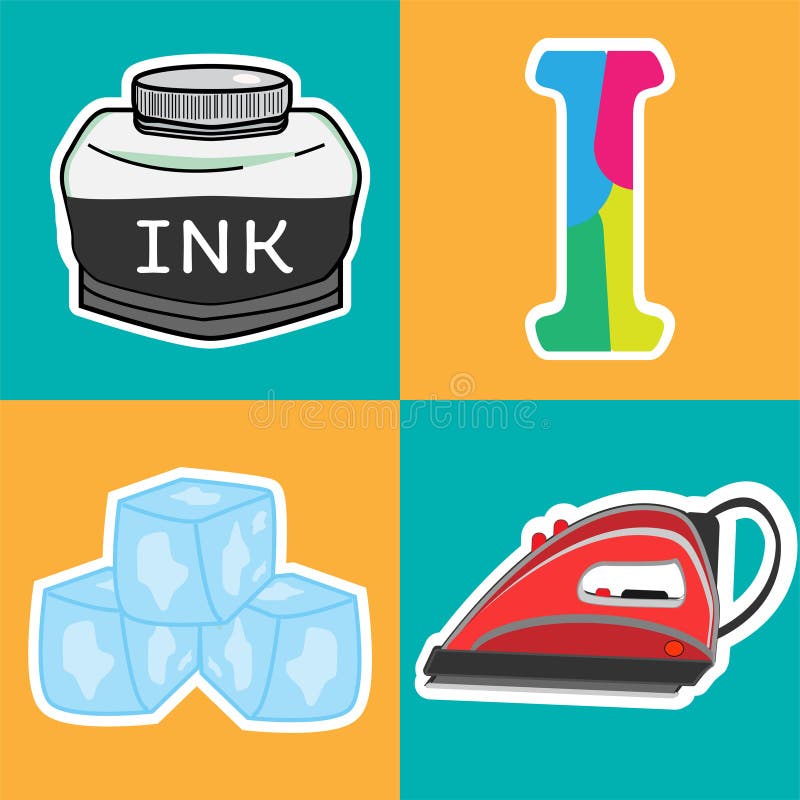 I Letter Flashcard Vector stock illustration. Illustration of kids ...