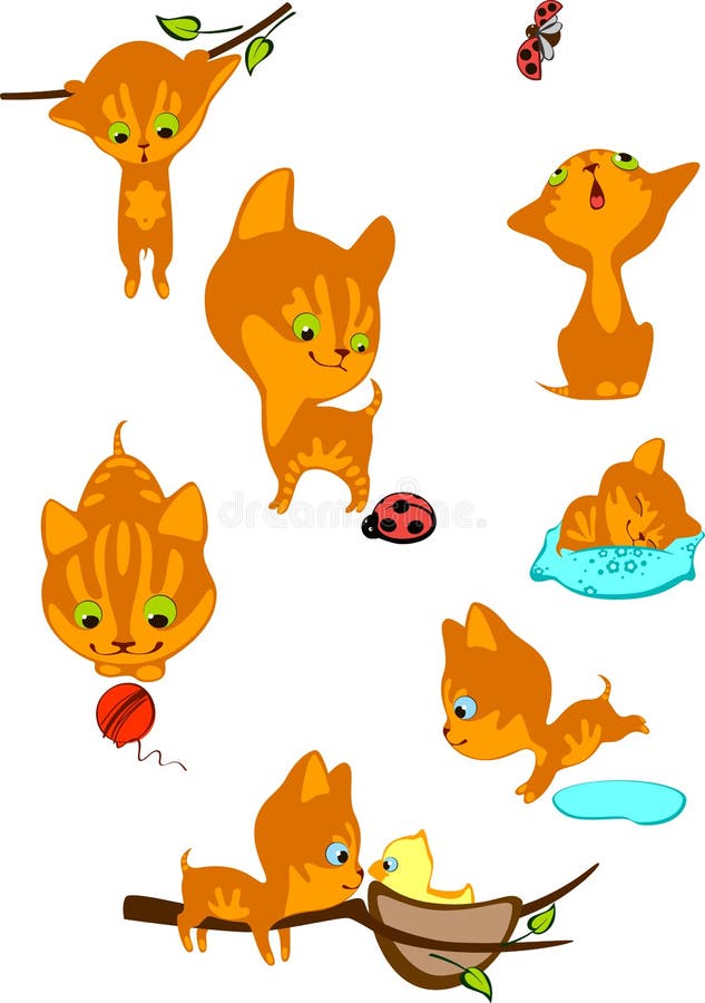 I gattini rossi completi 2 illustrazione vettoriale. Illustrazione di ...