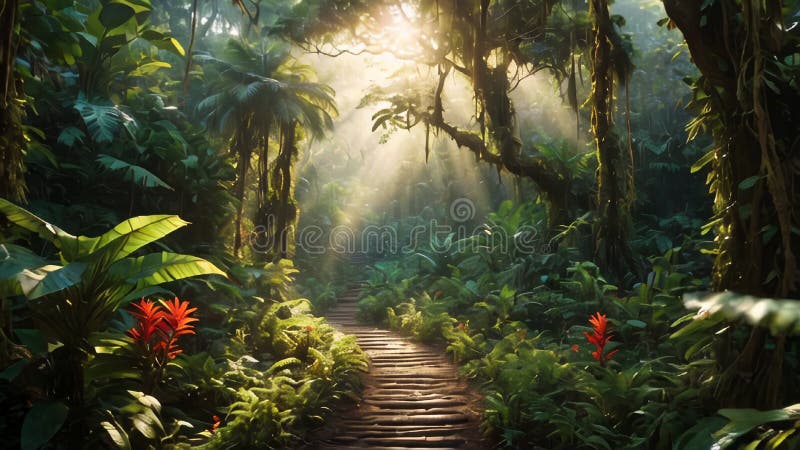 Moving Forward on a Path through a Rainforest Stock Video - Video of ...