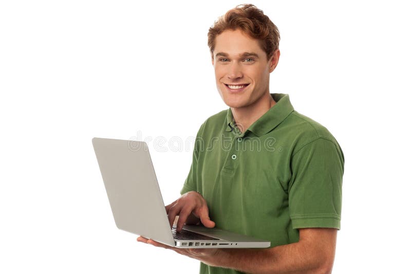 I got my new laptop. stock photo. Image of cheerful, white - 54662682
