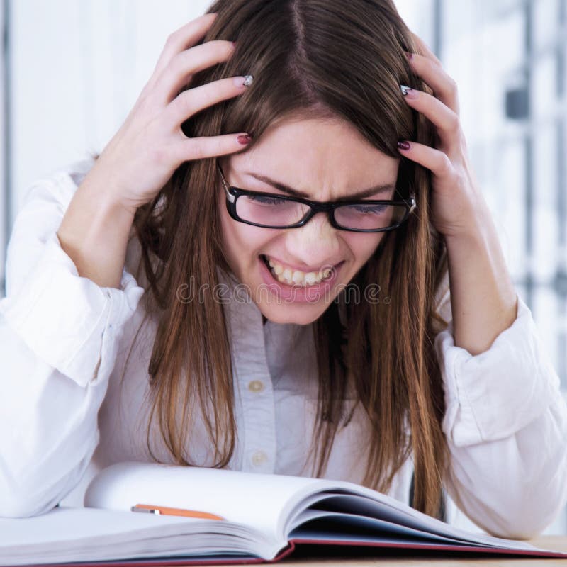 Office Hell. Woman Going Crazy with Work with Documents Stock Image ...