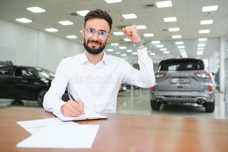 I Have a New Car. Client Signing Car Lease Form. Stock Photo - Image of ...