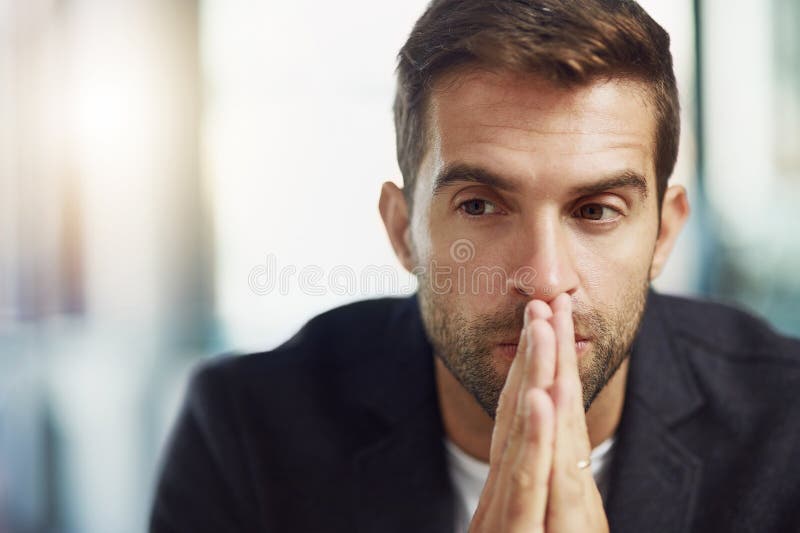 I Hope I Get this Contract. a Businessman Looking Thoughtful. Stock ...