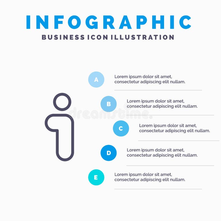 I, Info, Information, Interface Line Icon with 5 Steps Presentation ...