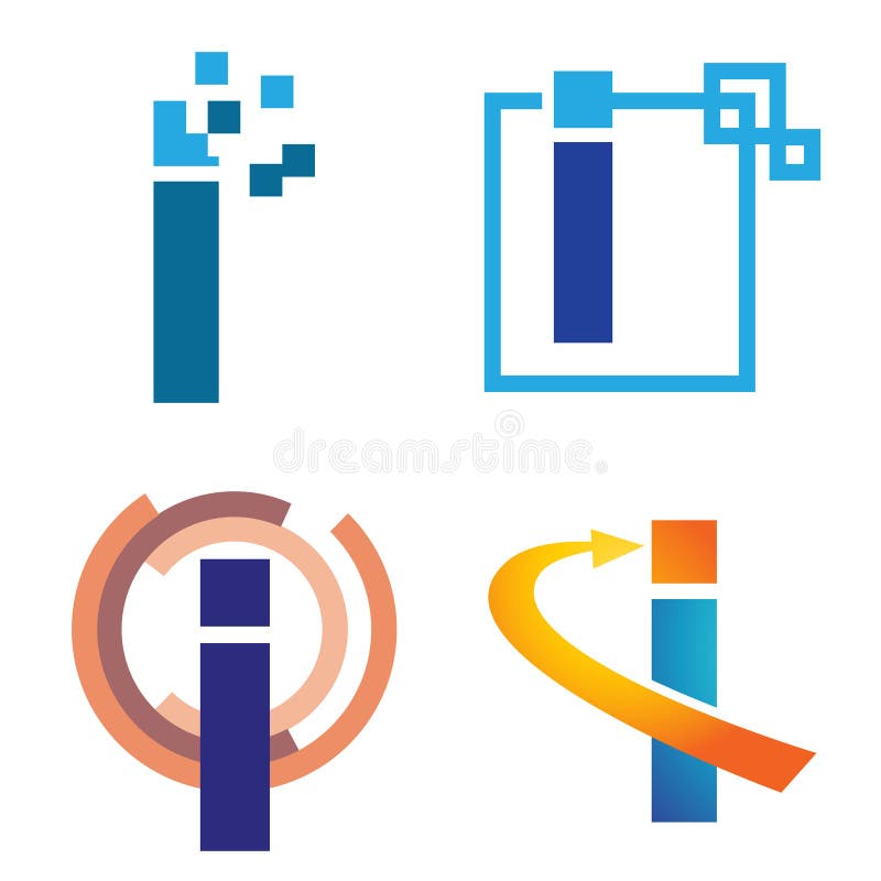 I Initial Letter Technology and Internet Symbol Logo Collection Stock ...