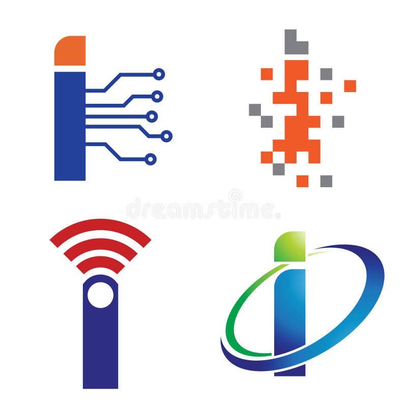 I Initial Letter Technology and Internet Symbol Logo Collection Stock ...