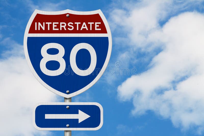 Interstate 80 Sign stock image. Image of travel, post - 32285795