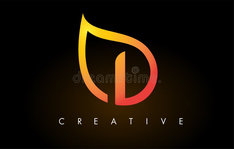 I Leaf Logo Letter Design with Golden Leaf Outline Stock Vector ...