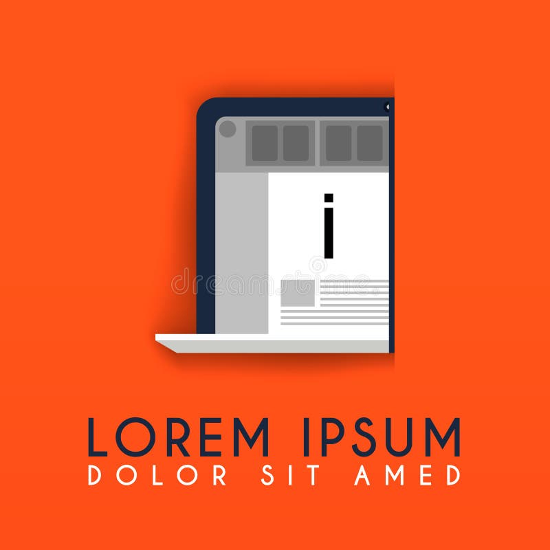I Letter Half Computer, Pc, Laptop Orange Logo Design Stock Vector ...